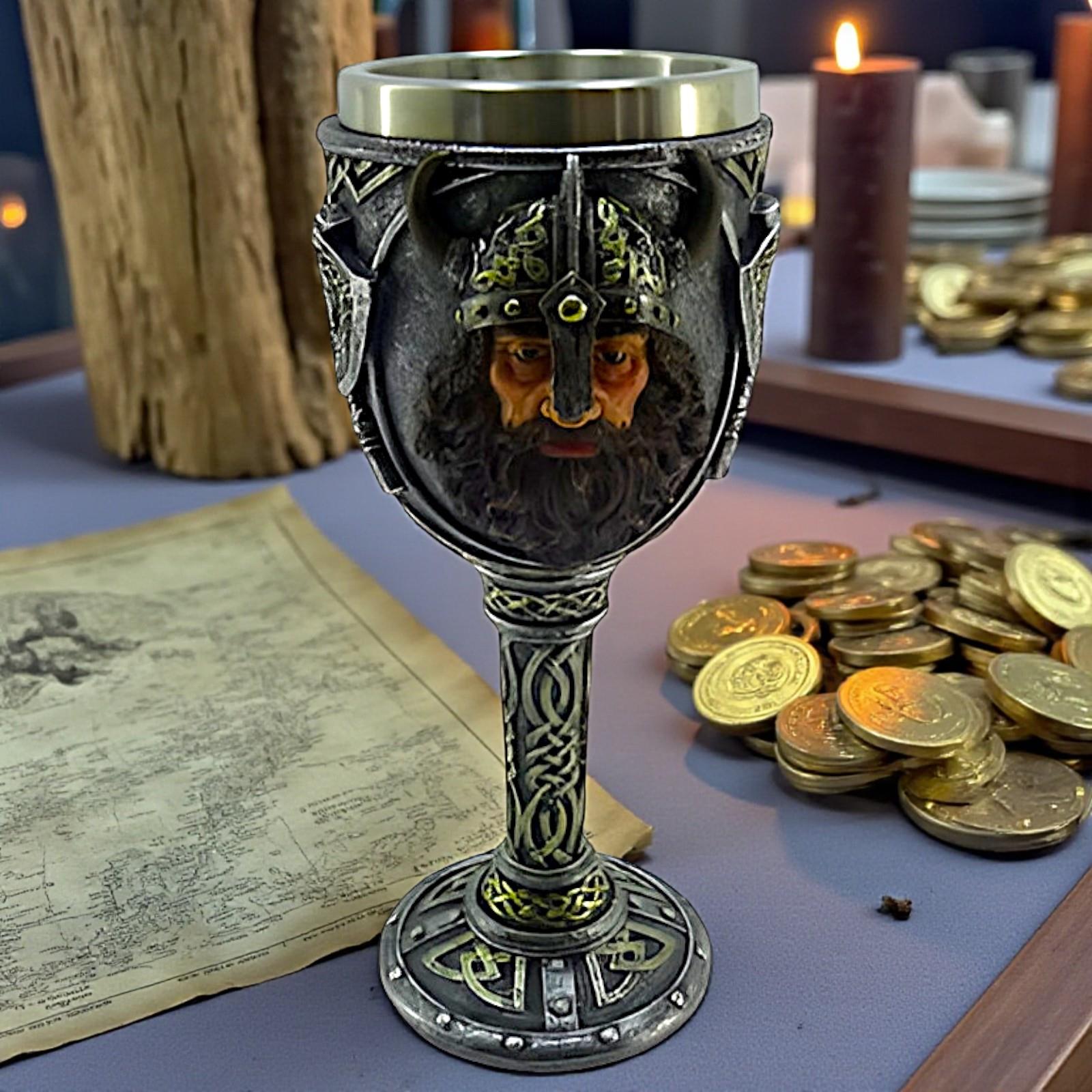 Medieval Viking Goblet Norse Warrior Chalice Resin Drinking Cup Fantas
