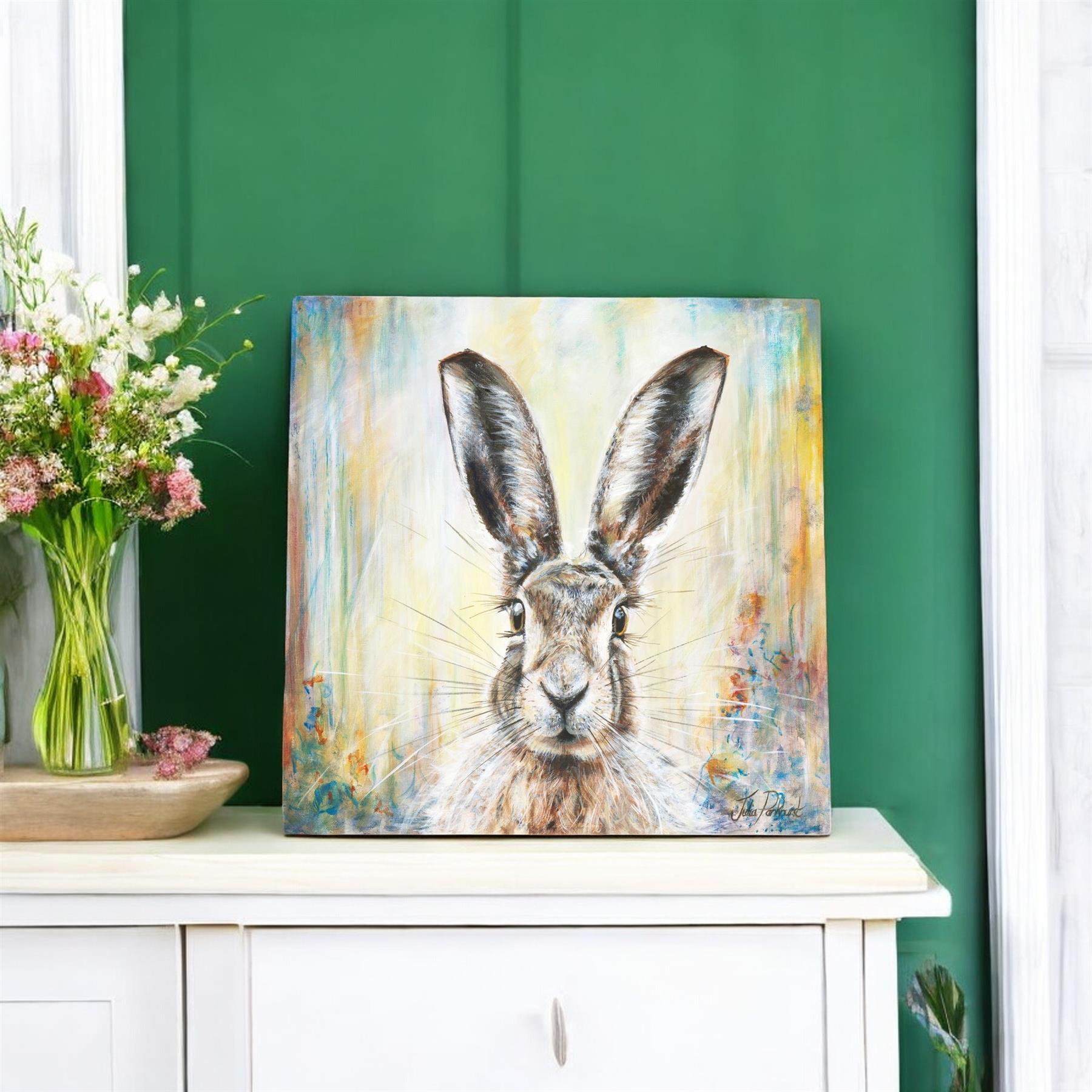 Dancing Hare Ceramic Tile 20x20cm Home Decor