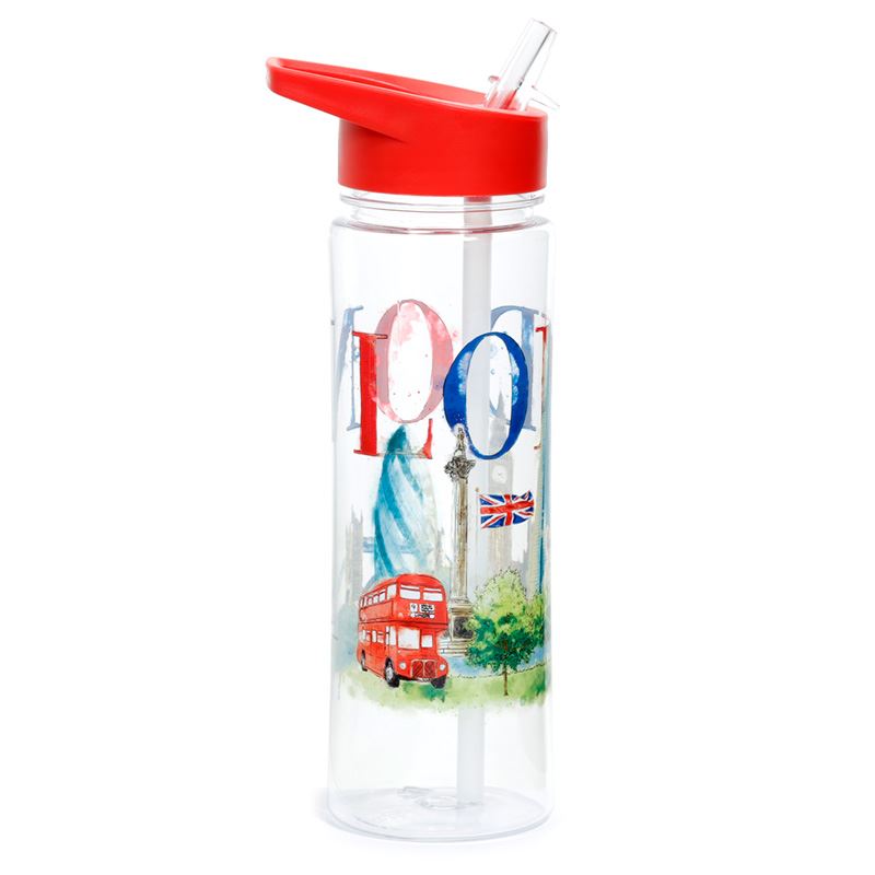 550ml Reusable London Tour Water Bottle with Straw