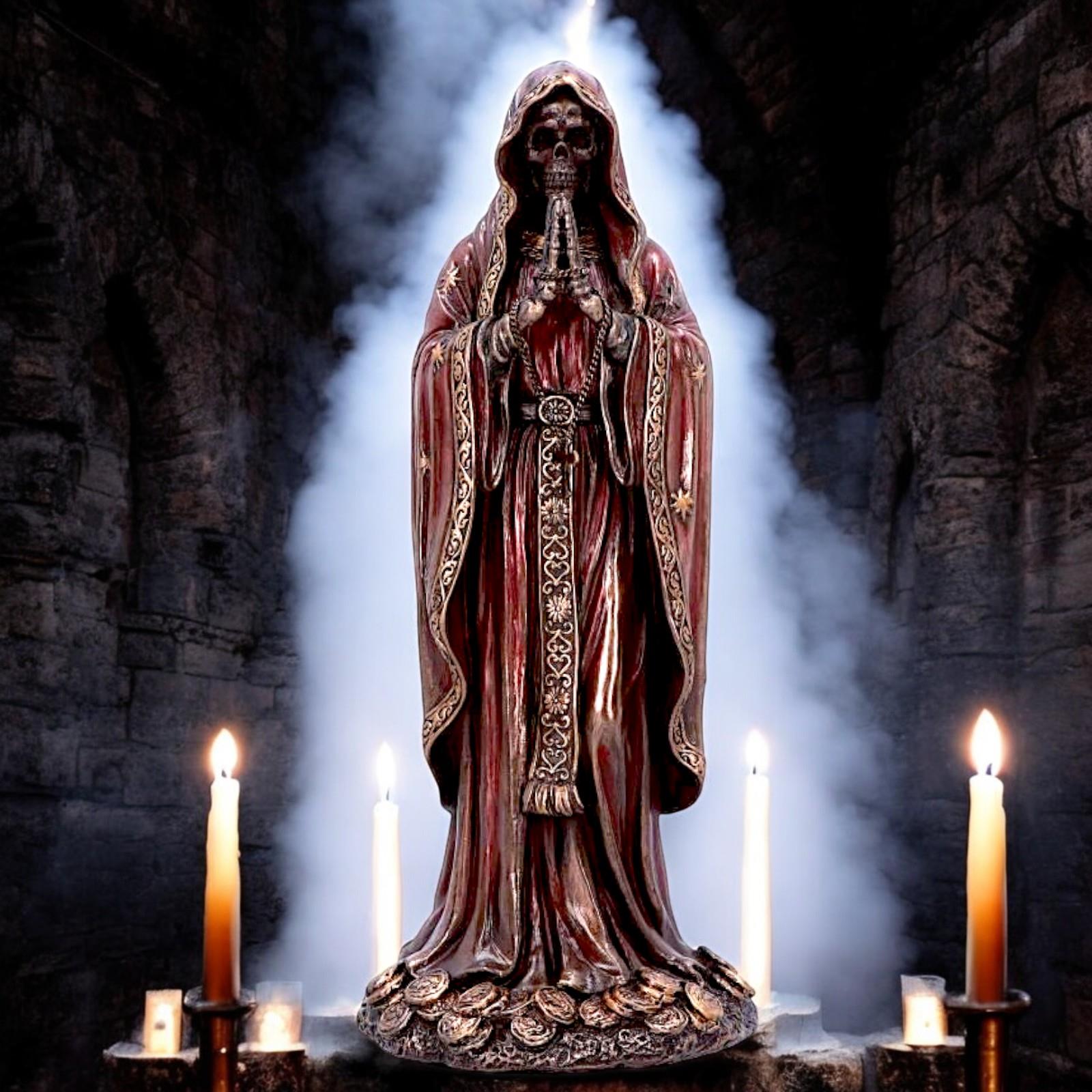 Gothic Santa Muerte Bronze Figurine Home Decor Ornament