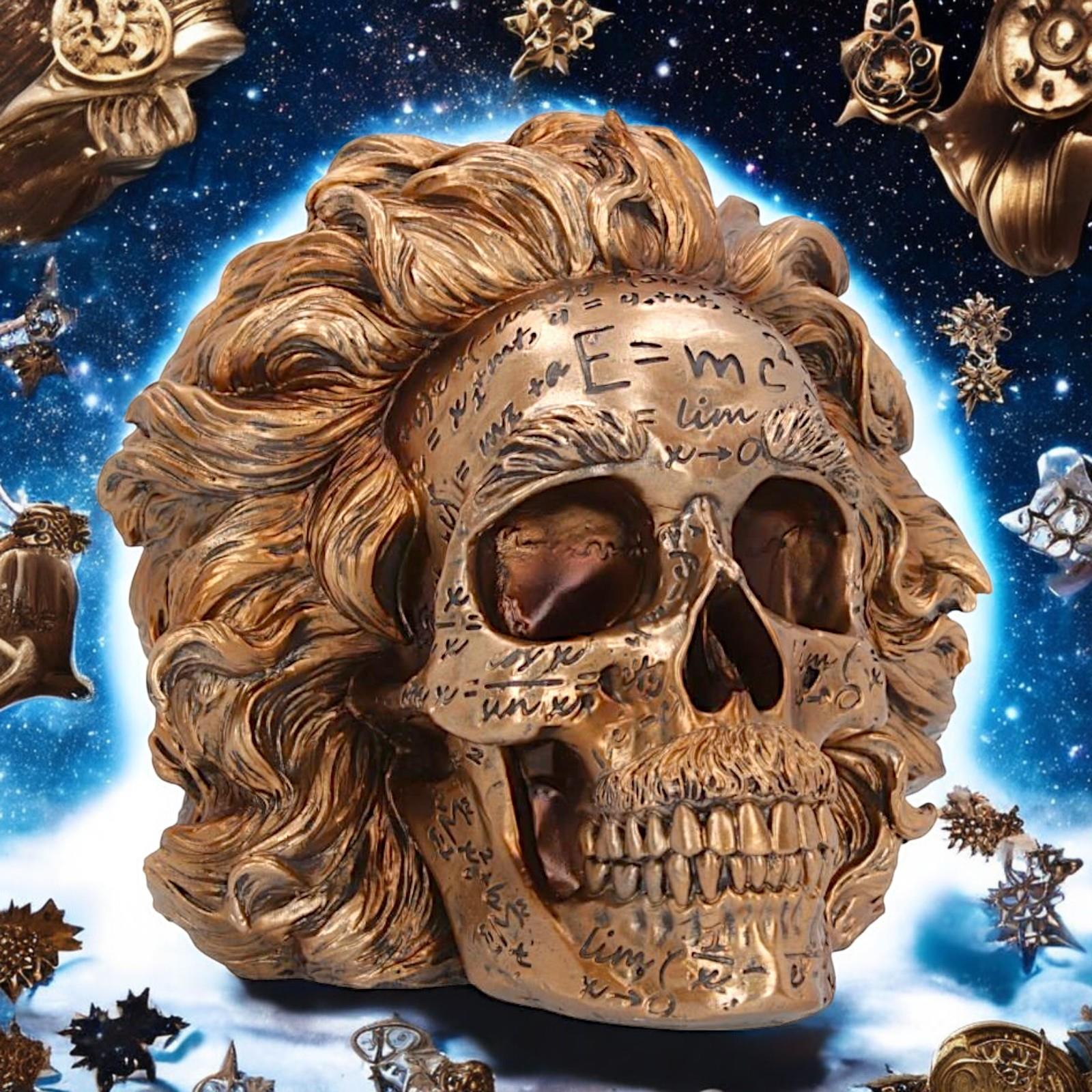 Einstein Skull Sculpture - Relativity Math Decor