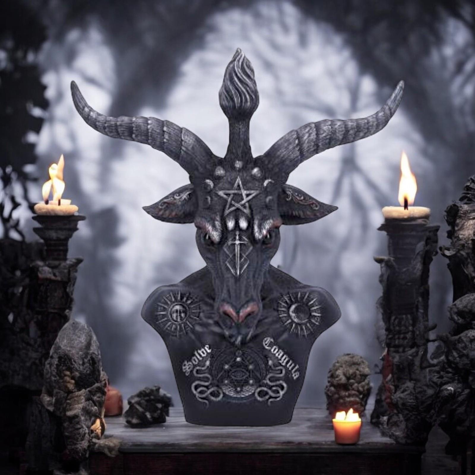 Celestial Black & Silver Baphomet Bust - Gothic Decor