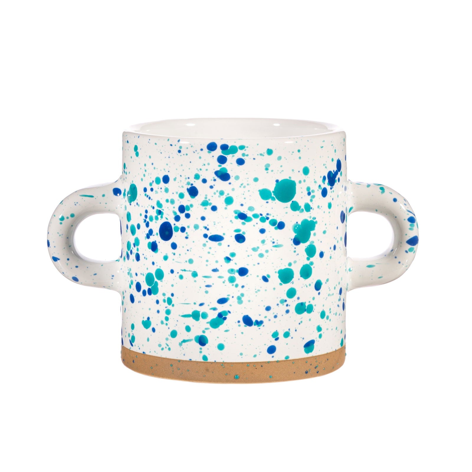 Turquoise Blue Splatterware Plant Pot