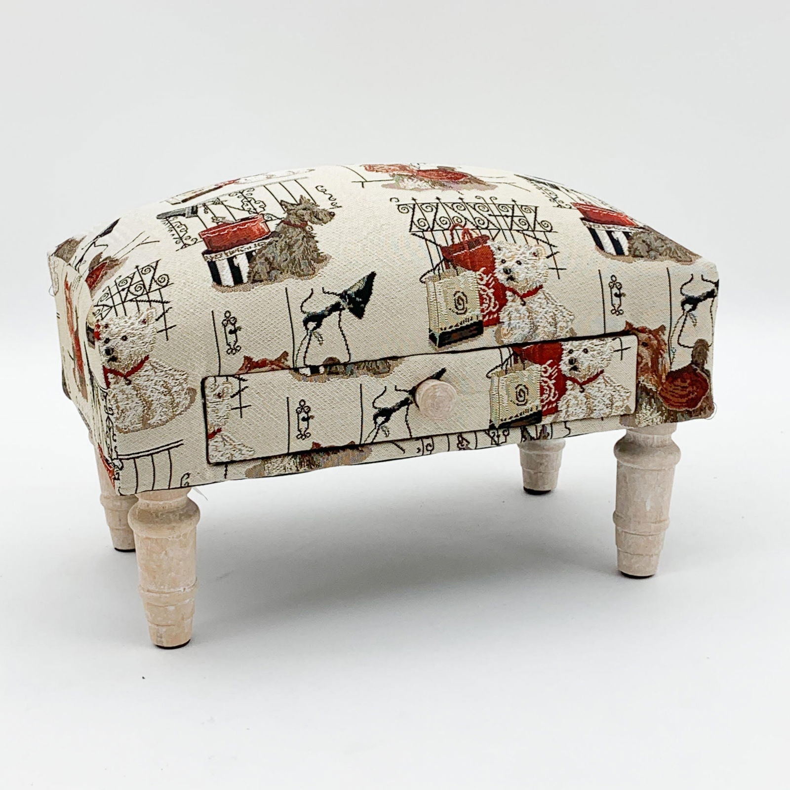 Scottie Dog Footstool with Hidden Drawer