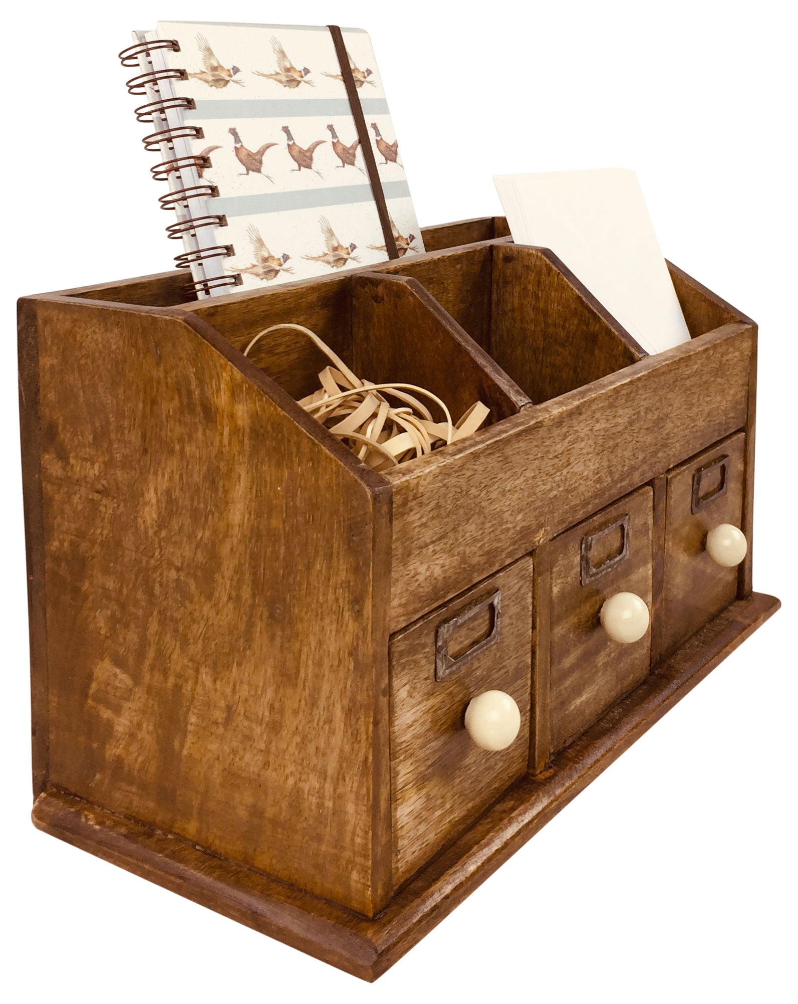Rustic Desk Organizer with Drawers – 37cm