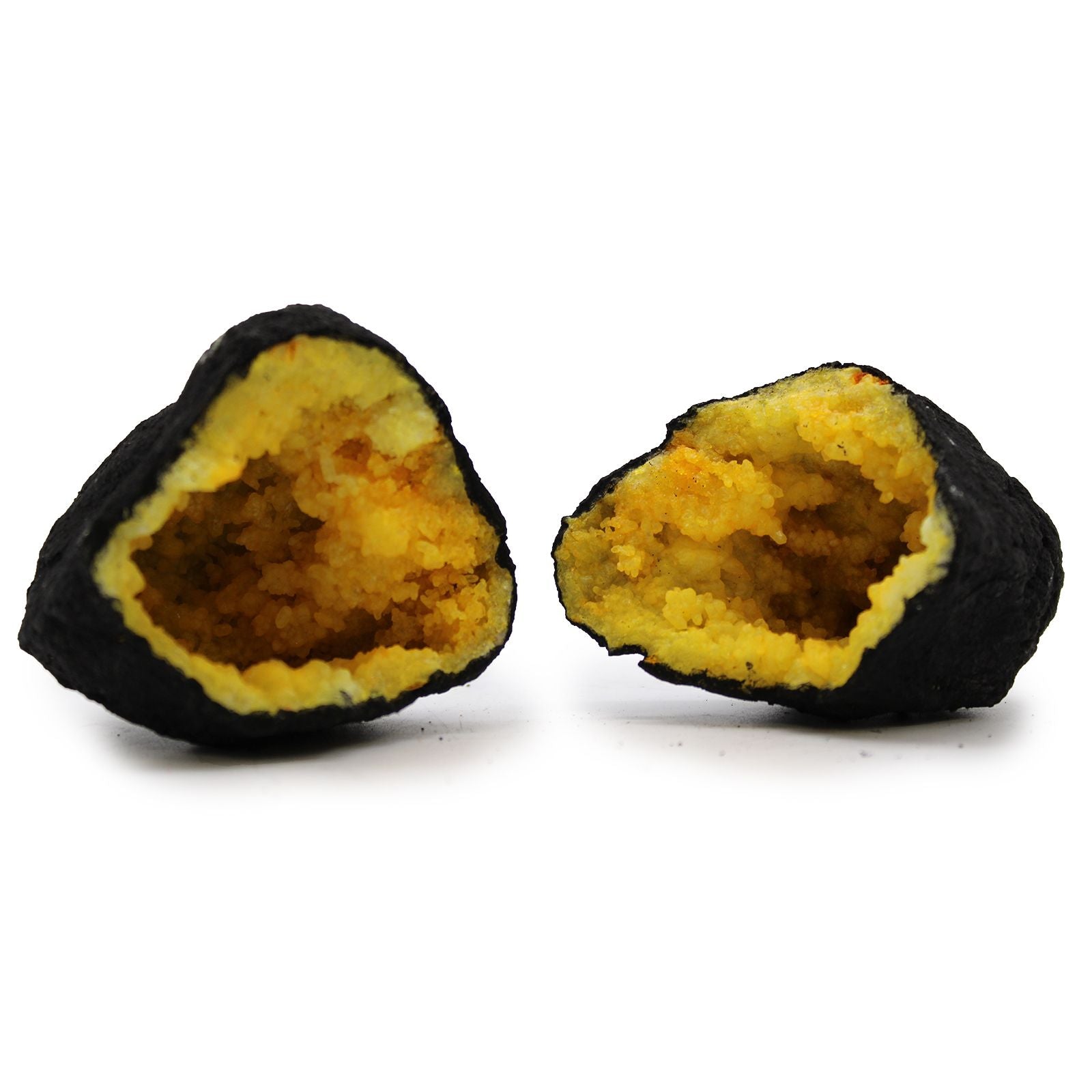 Black Yellow Calcite Geodes - Unique Natural Decor