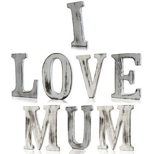 Shabby Chic "I LOVE MUM" Letters - 8 Decor Pieces