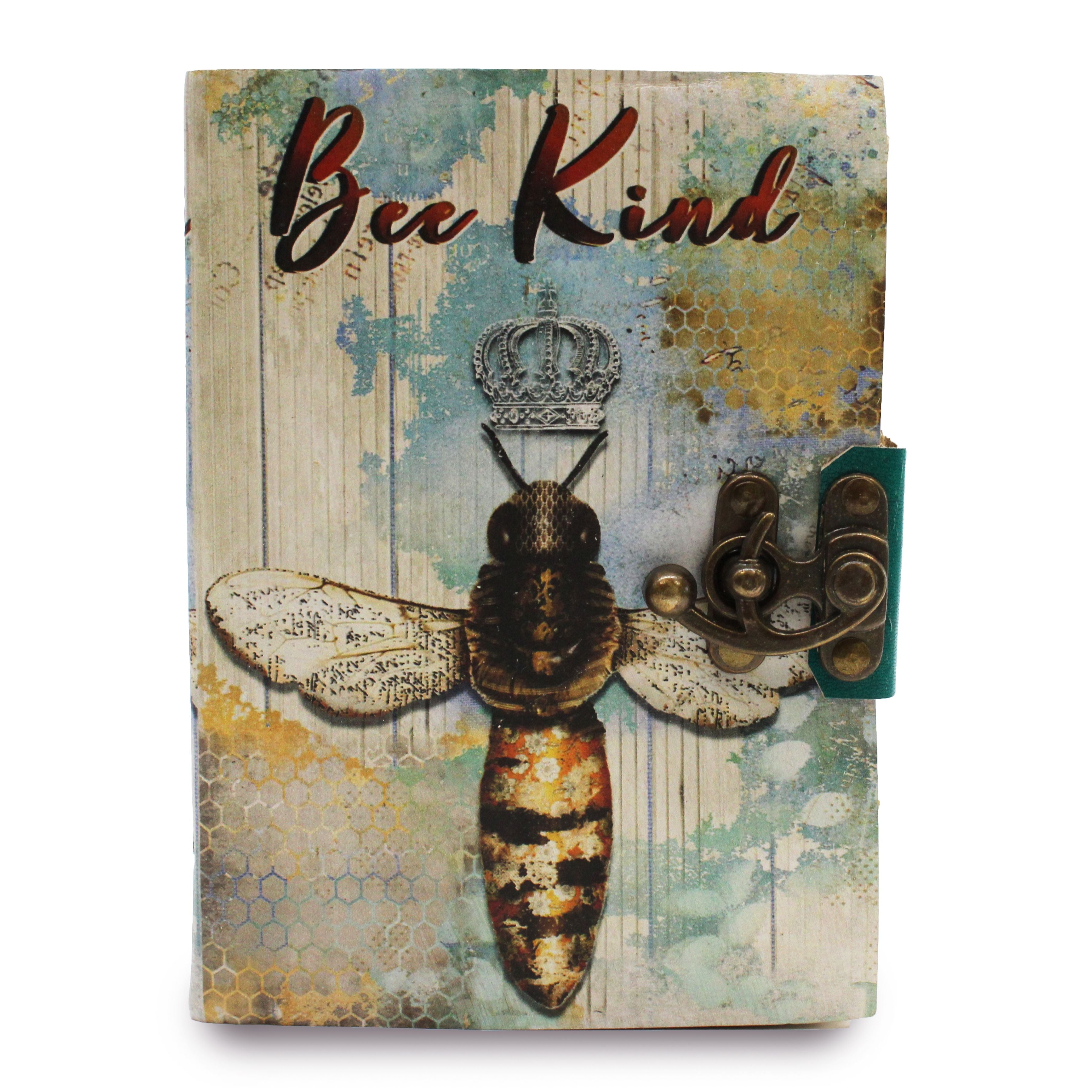 Leather "Bee Kind" Notebook - 7x5" Deckle Edge