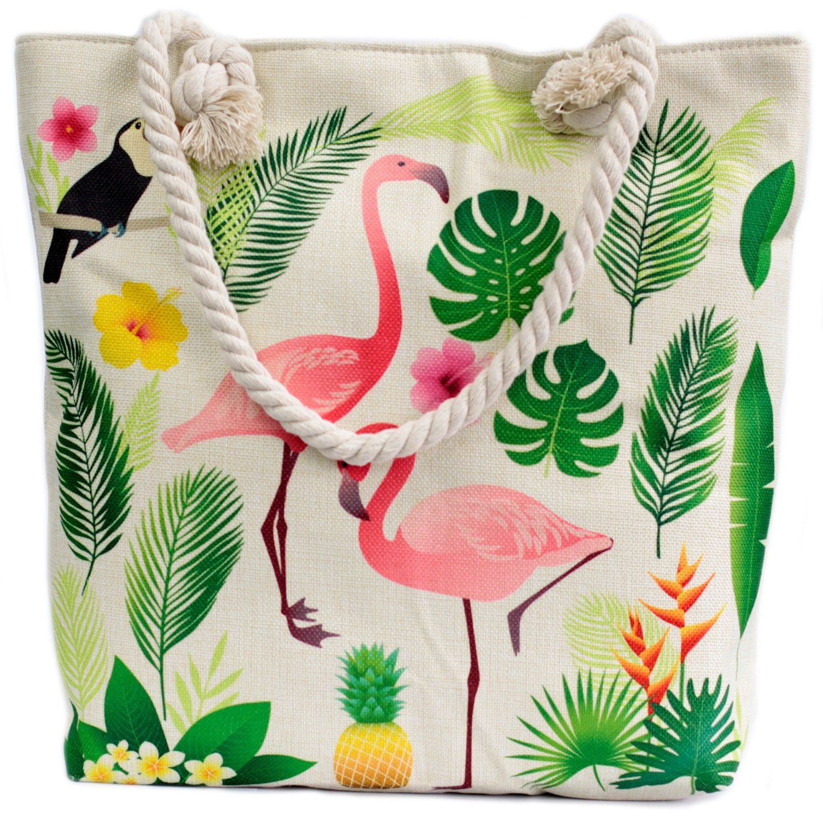Flamingo Rope Handle Bag - Stylish & Fun