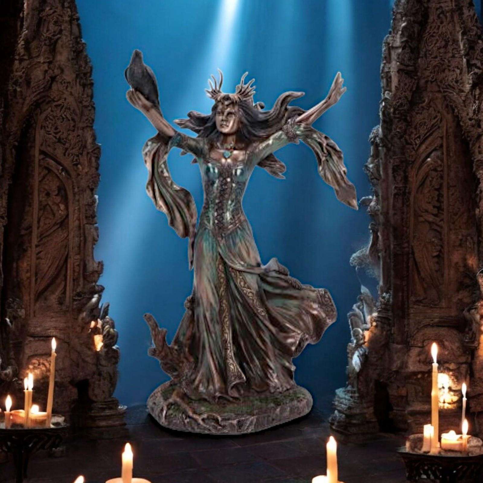 Bronzed Morgan Le Fay Statue - Celtic Mythology Ornament
