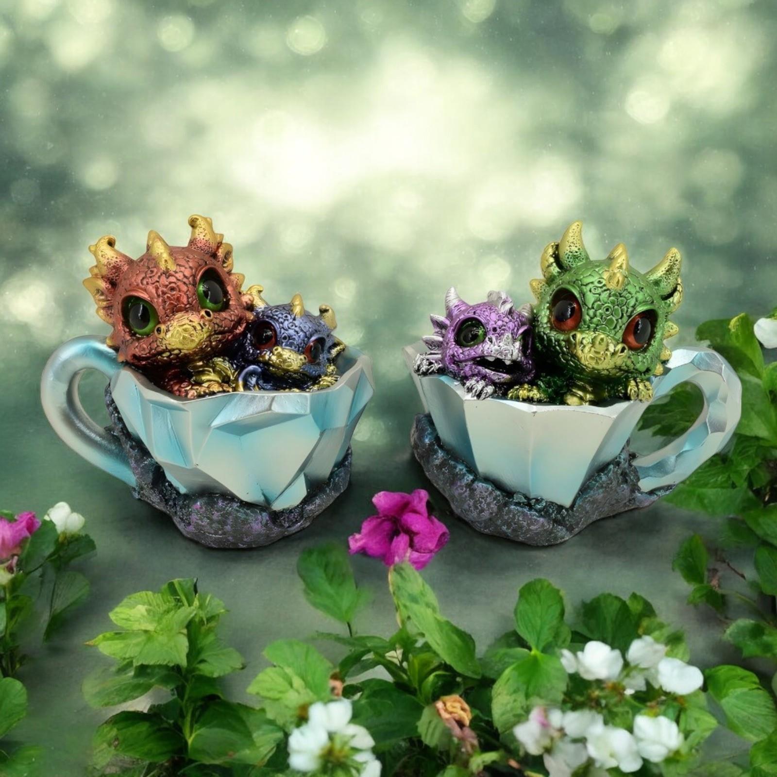Cute Dragon Hatchlings in Teacup - 11.2cm Ornaments