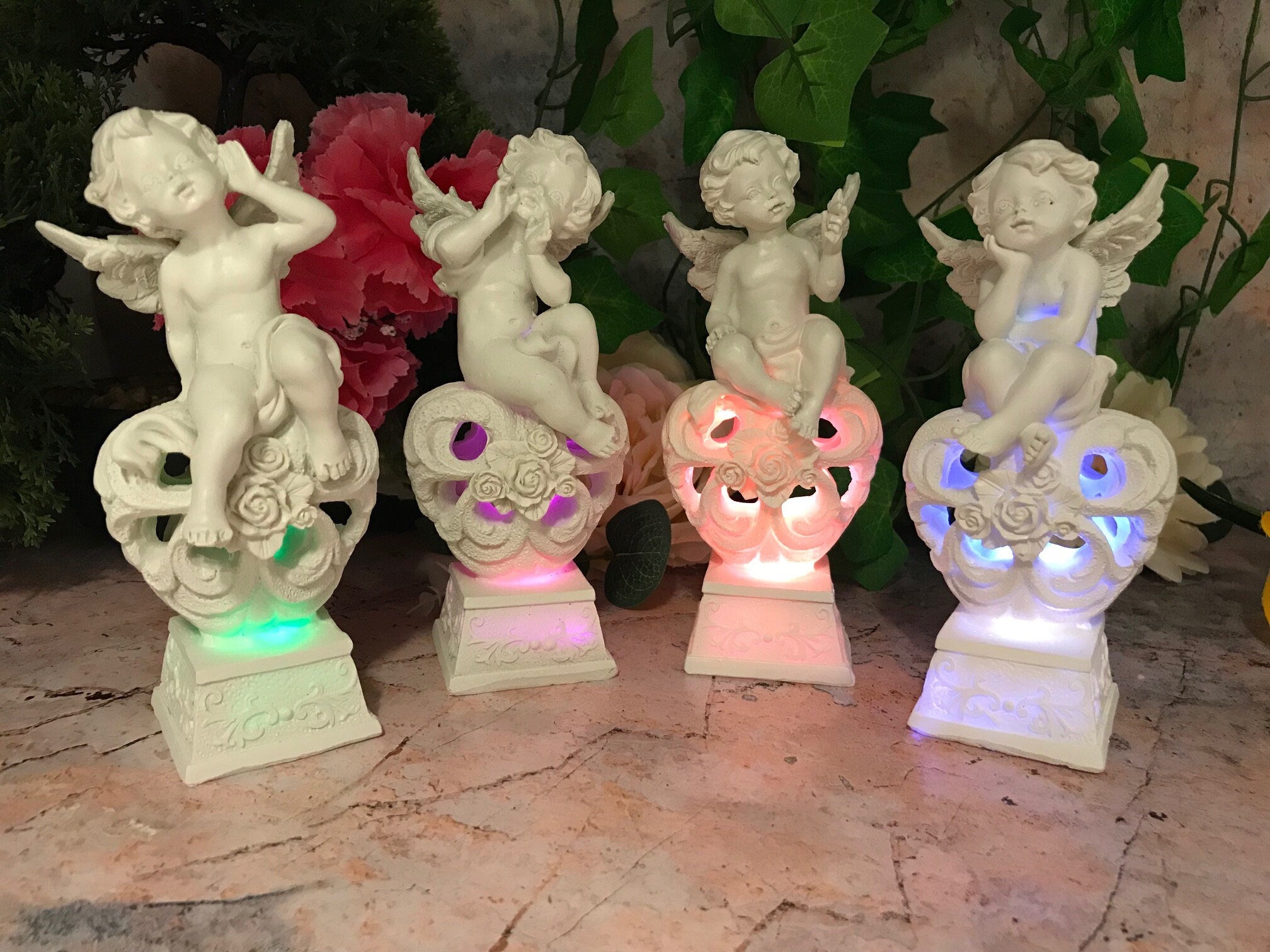 Set of 4 Cherub Gifts Angel Statues Figurines