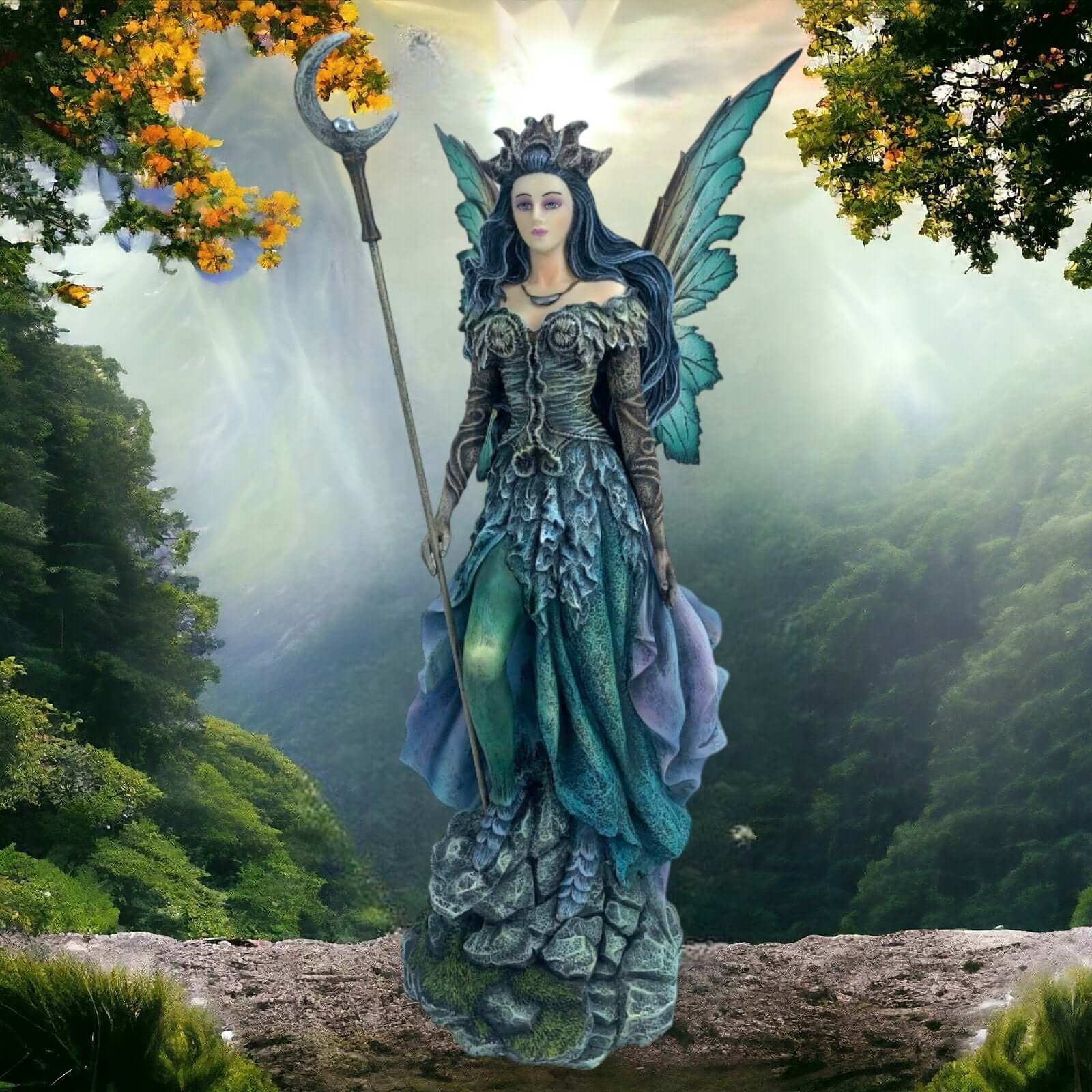 Mystical Moon Fairy Figurine for Fantasy Home Decor